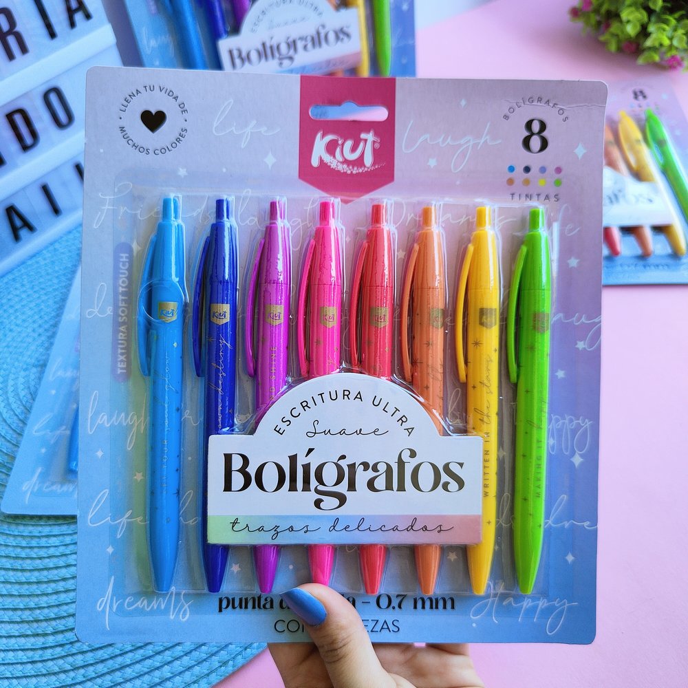 Lapiceros De Colores Kiut X8 Unidades – Papelería Mundo Kawaii