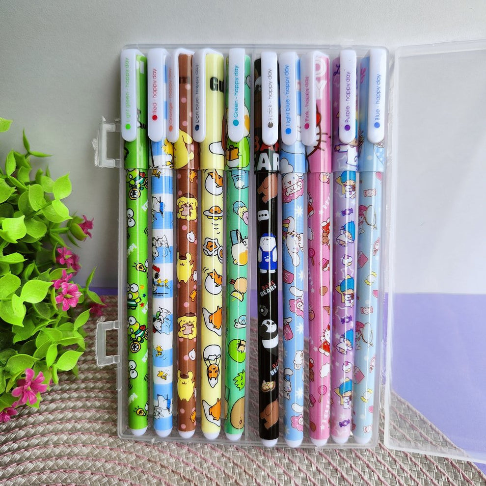 Lapiceros De Colores Sanrio X10 Unidades – Papelería Mundo Kawaii